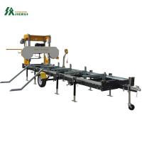 China Electric Start Portable Sawmill 18HP Gasoline Band Saw with Trailer Precision Wood Cutting for sale