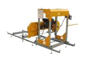 China Industrial Wood Cutting Portable Sawmill With Trailer Horizontal Band Sawing for sale