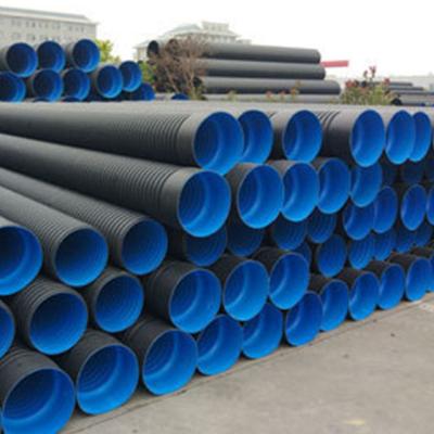 China 4 HDPE Plastic Double Wall Corrugated Drain Pipe 200mm 225mm 300mm 400mm SN8 for sale