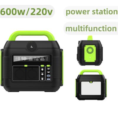 China Un AC Socket 600W Rechargeable Lighting Portable Mobile Power Station Solar Generator for sale