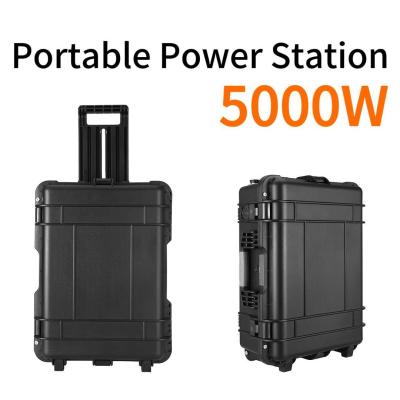 China Portable Pull Rod and Solar Panel Solar Generator 5000W for Outdoor Emergency Power Station for sale