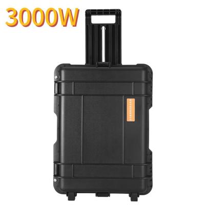 China 3000W Black Drawbar Box Portable Solar Wind Power Station 2kw LiFePO4 Lithium Battery for sale