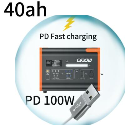 China 40ah Solar Generator Power Socket Plug 2200W Portable Camping Solar Power Station Orange Black for sale