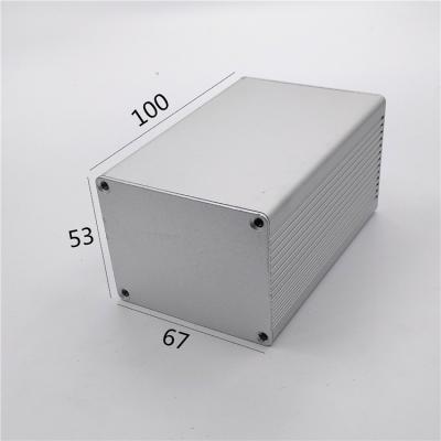 China Custom Sanded Silver 67*53*100mm Extruded Aluminum Box for PCB Enclosure for sale