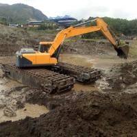 China Dredge Amphibious Excavator Undercarriage Pontoon Floating Corrosion Resistant for sale