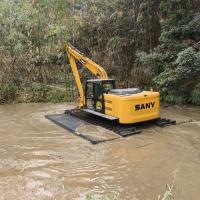China Sany SY135 Amphibious Excavator with side pontoon and long reach boom for sale