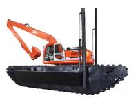 China Defeng Factory Customized Swamp Amphibious Excavator With Pontoon and Dredging Pump Big Excavator for sale