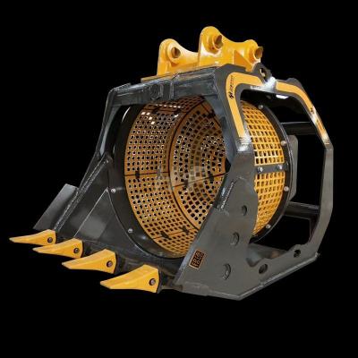 China Customized Hydraulic Rotary Screening Bucket Fine Sieve Excavator Bucket Material Processing Sorting Attachment for Construction Supplier for sale