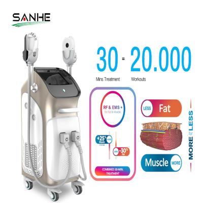 China Vertical EMS 2 Handles Body Sculpting Muscle Building RF Slimming Machine 2600W 7 Tesla for sale