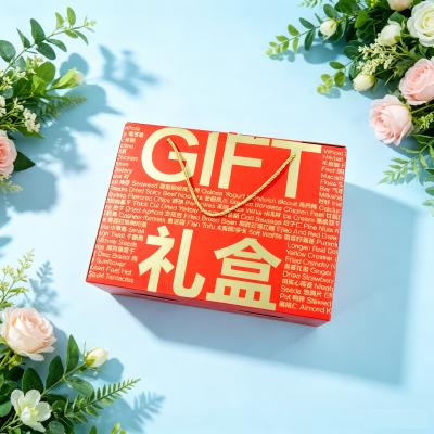China CMYK Corrugated Box Printed Durable Twisted Handle Present Gift for Snack Gift Set, Oatmeal, Cornmeal for sale