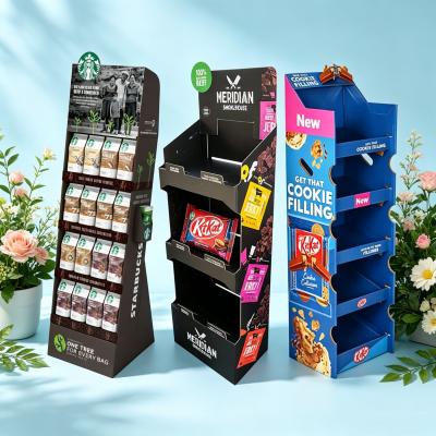 China Large Corrugated Paper Display Capacity Easy Install Freestanding Floor for Store, Shop, Mall Counter for sale