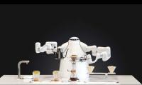 China Double Arm Robot Coffee Machine RGB Beverage Cafe Robot Espresso for sale