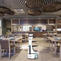 China Dish Delivery Self Charging Robot LCD Screen Hotel Remote Control Robot for sale