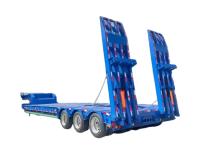 China Air Suspension 100 Ton Container Transport Truck Semi Flatbed Trailer with Steel Body for sale
