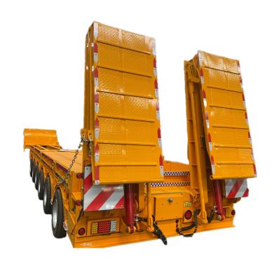 China CIMC Latest Design Low Panel Flatbed Semi-Truck Trailer Cargo Lowbed Trailer for sale