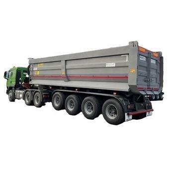 China 4 Axle 60 ton transport coal ore sand bauxite manganese marble rock steel building material end dump back Tipper Semi Trailer for sale