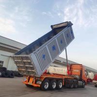 China CIMC high strength iron 3 axle 30-70 ton transport coal ore gravel sand mining building material end dumper tipper semi trailer for sale