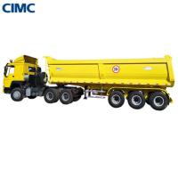 China CIMC 6 axle 30-70 ton transport coal ore building materials hyva holland brand hardox450 and equal box body tipping semi trailer for sale