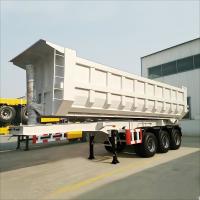 China CIMC 3 axles 40 ton half round used in sandstone construction sites mining gravel plants earthwork end dump truck semi trailer for sale