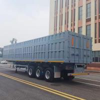 China CIMC heavy duty leaf spring suspension 13.2 M 3 Axle Van Type Gooseneck Side Dump box tipper Semi-Trailer for sale