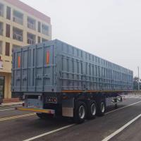China CIMC heavy duty leaf spring suspension 13.2 M 3 Axle Van Type Gooseneck Side Dump box tipper Semi-Trailer for sale