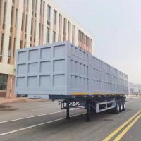 China CIMC heavy duty leaf spring suspension 13.2 M 3 Axle Van Type Gooseneck Side Dump box tipper Semi-Trailer for sale