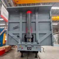 China CIMC heavy duty leaf spring suspension 13.2 M 3 Axle Van Type Gooseneck Side Dump box tipper Semi-Trailer for sale