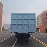 China CIMC heavy duty leaf spring suspension 13.2 M 3 Axle Van Type Gooseneck Side Dump box tipper Semi-Trailer for sale