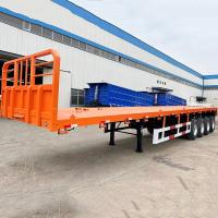 China CIMC new 4 Axle 80-100 Tons use for transport heavy equipment machinery and oversized loads Flatbed Container Semi Truck Trailer for sale