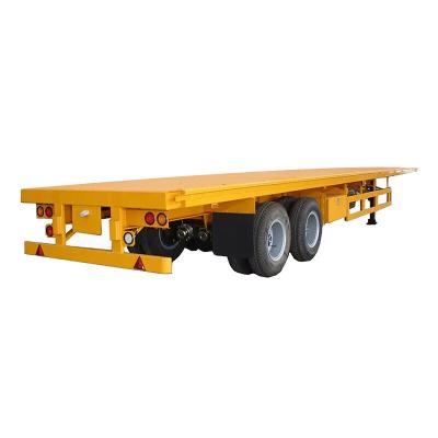 China CIMC 2 Axle 30T high strength low alloy steel Q345 air or mechanical suspension 20ft Flatbed Container Semi Truck Trailer for sale