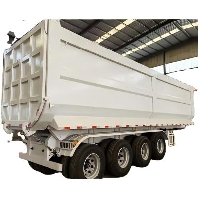 China Chinese good quality manufacture Tri axle Heavy Duty Load 60--80T Side Hydraulic Dump Tipper Truck Rear Dumper Semi Trailer for sale