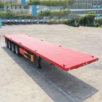 China CIMC 2/3/4 axles 40ft 12500*2500*1500mm 70 ton capacity 8-12 sets twist lock Flatbed deck truck tractor Semi-Trailer for sale