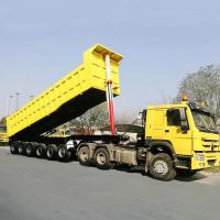 China CIMC Tri axle Side Tipper 70 Tons allows goods to be unloaded from the side transporting building materials dump semi trailer for sale