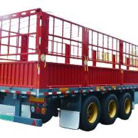 China CIMC 12400*2500*2000mm Curb weight 7T 12.4M 3 Axle 10pcs leaf spring 19T single action outrigger 40T payload Stake Semi Trailer for sale