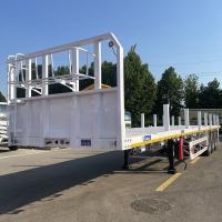 China CIMC 3 axle 12400*2610*1550mm customized Design for Timber Coil and Steel Container Haulage Side Column Flatbed Semi Trailer for sale