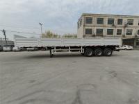 China CIMC 3 axle 13* 2.55m 10pcs 16mm thick Leaf spring 24 tie downs hooks 4 pairs 2 single air chambers guardrail semi trailer for sale