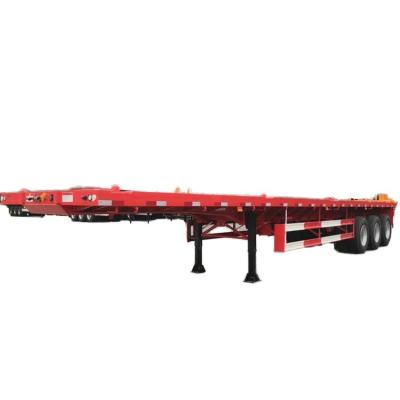 China CIMC 3 axle flatbed semi trailer steel container skeleton truck trailer durability used for transporting construction machinery for sale