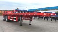 China CIMC 3 axle flatbed semi trailer steel container skeleton truck trailer durability used for transporting construction machinery for sale