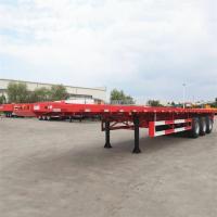 China CIMC 3 axle flatbed semi trailer steel container skeleton truck trailer durability used for transporting construction machinery for sale