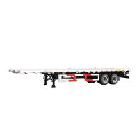 China 2 Axle 20ft 40ft Semi Trailer Shipping Container Twistlocks Flatbed Design Carbon Steel 12R22.5 Truck Trailers for sale