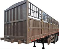 China CIMC iron material 3 axles 40-80 Tons Capacity Stake Type Heavy cargo van type High Fence Warehouse Semi truck trailer for sale
