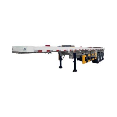 China Wholesale Customizable 100 Ton Flatbed Semi-Trailer New Condition 3-Axle Transport Container Wabco Brake System Steel Material for sale
