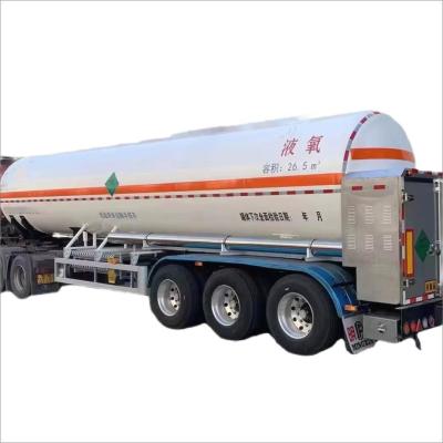 China CIMC 3 axis carbon steel 20 to 30 cbms Cryogenic liquid oxygen hydrogen natural gas transport pressure vessel tank truck trailer for sale