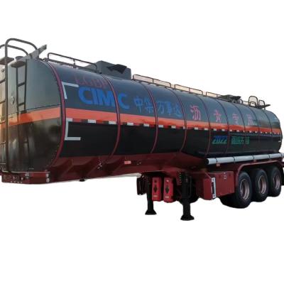 China CIMC cheap 3 axis carbon steel 40KL 36cbms pavement petroleum asphalt bitumen palm oil fuel transport tank truck semi trailer for sale