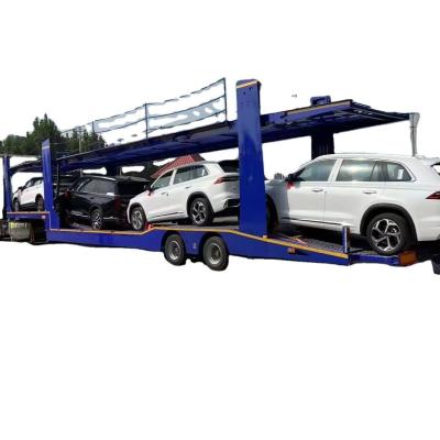 China CIMC Factory Direct Stainless Steel 2/3 Axle  8-9 Land Road Car Trailer Semi Utility Flatbed Carrier Trailer for sale
