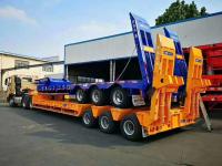 China Steel Or Aluminum Tri-axle 40/45/50/60 Tons Heavy-duty Transport Vehicle Low Flatbed Semi Trailer for sale
