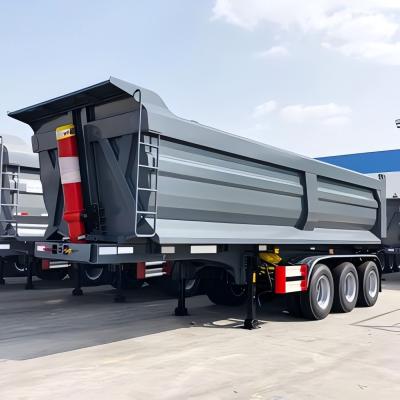 China 3 Axle 60 Ton U-shaped Grey Half Pipe Tipper Trailer Heavy Dump Truck for sale