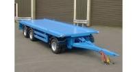 China Farm 2-Axles Flat Platform Flatbed Drawbar Full Trailer With Ladder for sale
