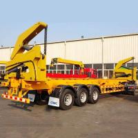 China 3 Axles Truck Crane 20Ft 40 Ft Type Container Carrier Side Loader Skeleton Semi Trailer for sale