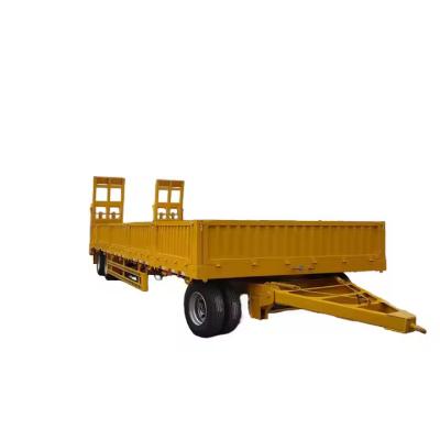 China Farm 2-Axles Flat Platform Flatbed Drawbar Full Trailer With Ladder for sale